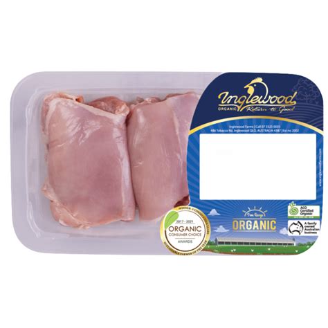 Organic Chicken Thigh Fillets Skinlessboneless 450g Inglewood