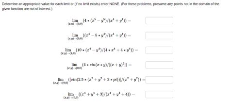 Solved Determine An Appropriate Value For Each Limit Or If Chegg Com