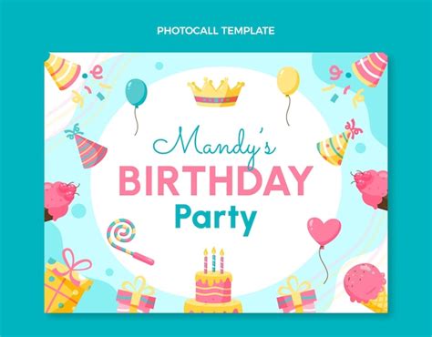 손으로 그린 생일 Photocall 무료 벡터