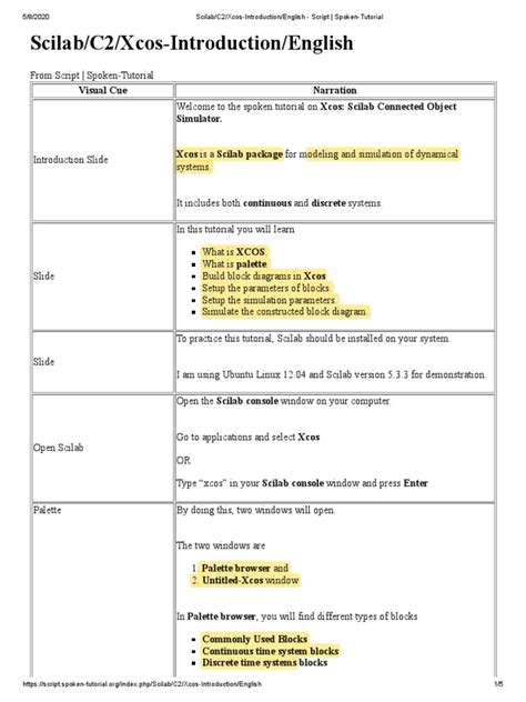 Scilabc2xcos Introductionenglish Visual Cue Narration Simulator