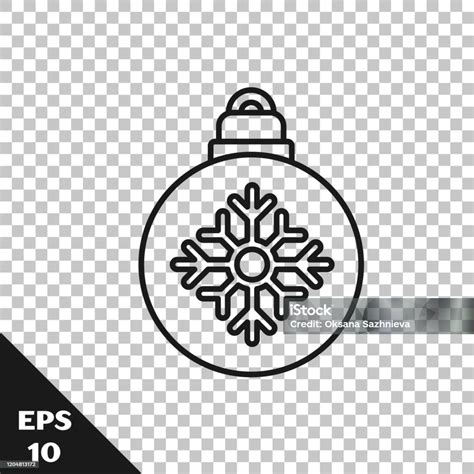 투명 한 배경에 격리 된 검은 선 크리스마스 공 아이콘입니다 메리 크리스마스와 새해 복 야 벡터 일러스트레이션 12월에 대한 스톡 벡터 아트 및 기타 이미지 Istock