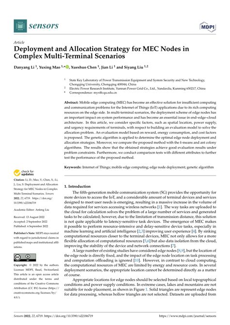 Pdf Deployment And Allocation Strategy For Mec Nodes In Complex Multi