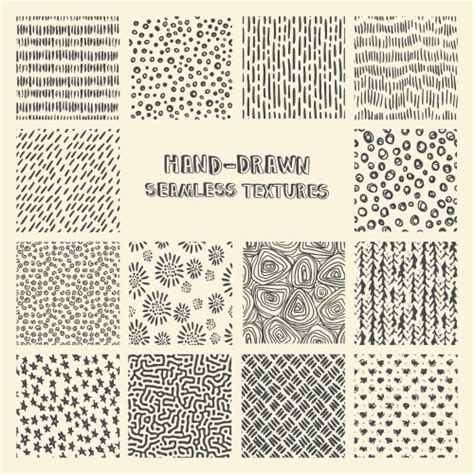 Hand Drawn Patterns Set Royalty Free Vector Image