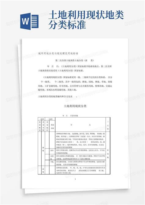土地利用现状地类分类标准word模板下载 编号lgmdzyba 熊猫办公