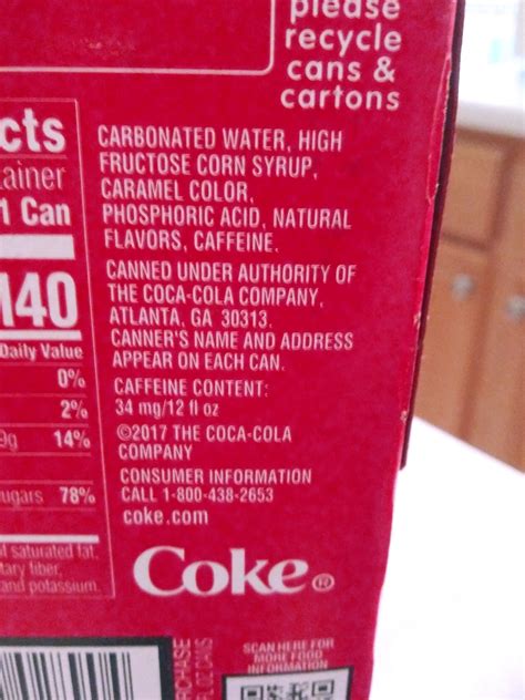 12 Oz Coke Nutrition Coca Cola Size Chart Fpyk