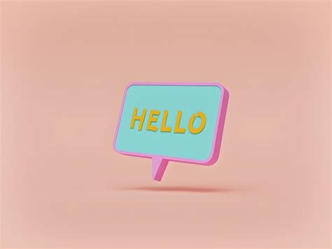 Premium Photo Cute Speech Bubble With Hello Greeting Minimal Pastel Concept 3d Rendering