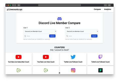 Livecountsxyz Discord Live Member Compare