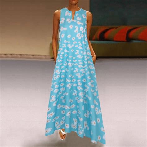 Idall Summer Dresses Plus Size Dresses Women Plus Size Print Daily Casual Sleeveless Vintage