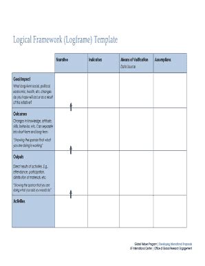 Logical Framework Template Excel Fill Online Printable Fillable Blank PdfFiller