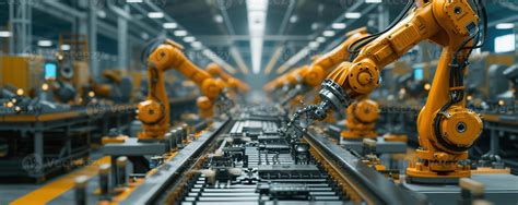 Ai Generated Advanced Robotic Assembly Lines In A Vast Industrial Factory Illuminated By The