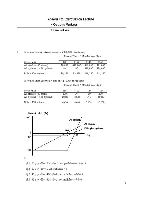Answers To Exercises On Lecture 4 Word 1 Answers To Exercises On Lecture 4 Options Markets