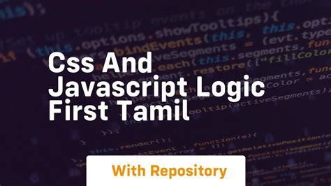 Css And Javascript Logic First Tamil Youtube