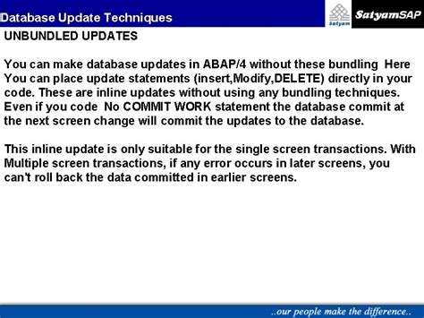 Database Update Techniques Database Update Techniques Objective