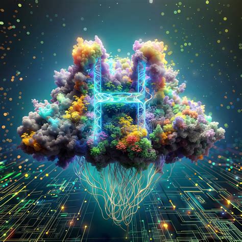 Digital Cloudscape Artwork Featuring Hydrogen Cloud And Tech