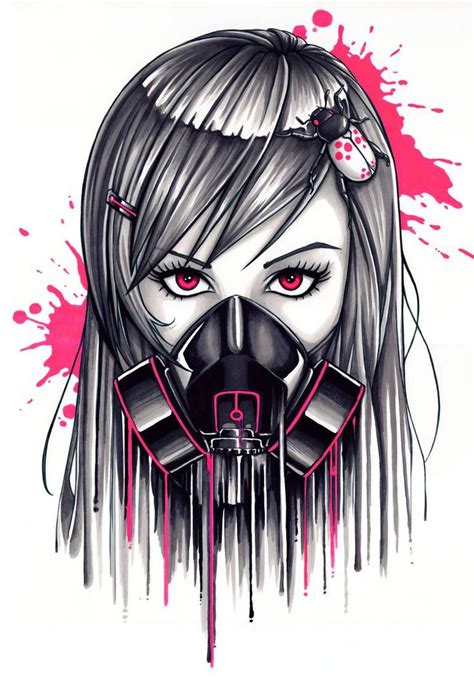 Gas Mask Girl Drawing Gas Mask Girl Gas Mask Art Gas Mask Drawing