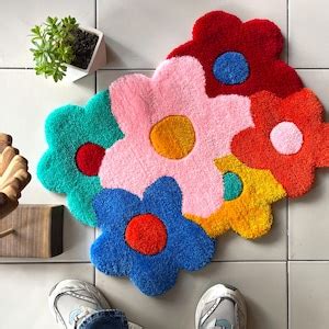 Colorful Flowers Tufted Rug Custom Tufted Rug Tufted Area Rug