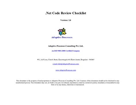 Microsoft Net Code Review Checklist Template Excel Xls