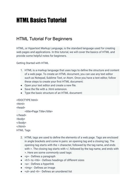 SOLUTION Html Basics Tutorial Studypool