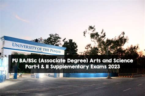 Pu Ba Bsc Associate Degree Arts And Science Part I Ii Supplementary Exams