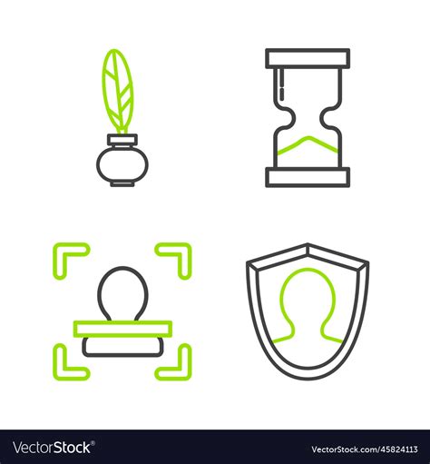 Set Line User Protection Face Recognition Old Vector Image