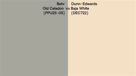 Behr Old Celadon Ppu25 05 Vs Dunn Edwards Baja White Dec722 Side By