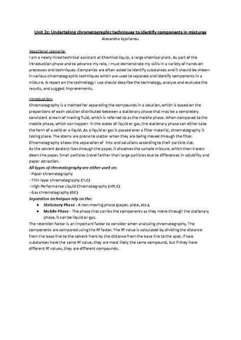 Chromatographic Techniques For Component Identification In Mixtures