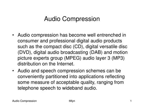 PPT Advanced Audio Compression Technologies Overview PowerPoint Presentation ID
