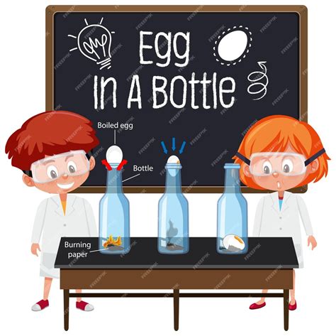 Premium Vector Young Scientist Explaining Science Experiment With Egg