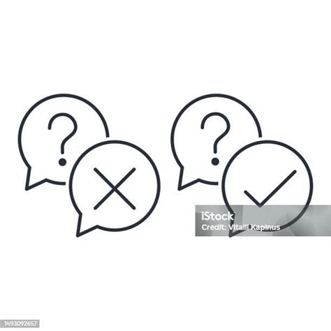 질문에 대한 정답과 오답 벡터 선형 아이콘은 흰색 배경에 분리되어 있습니다 감소에 대한 스톡 벡터 아트 및 기타 이미지 감소 검사 보기 검증 Istock
