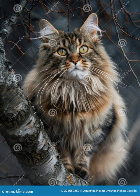 Majestic Norwegian Forest Cat Portrait Stock Image Image Of Portrait