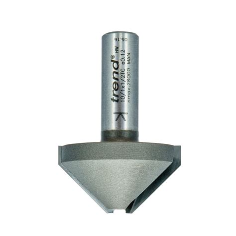 Trend 10 1x1 2tc Pro Mortar Groove Chamfer Router Cutter 45 Deg X 41mm Dia X 1 2 Shank From