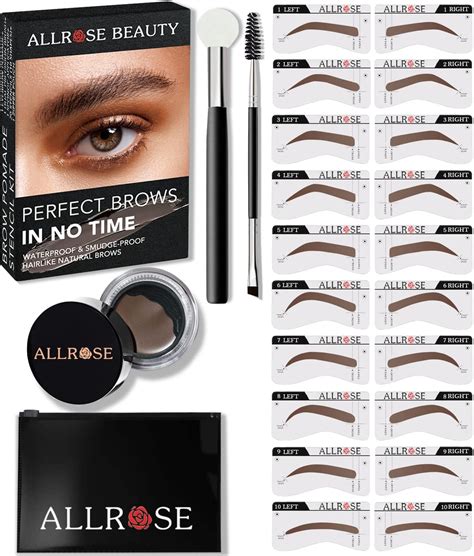 5 Colors Brow Pomade Eyebrow Stamp And Stencil Kit Brow