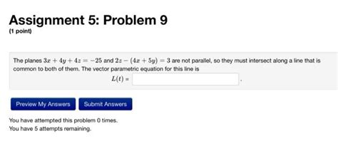 Solved Assignment 5 Problem 9 1 Point The Planes Chegg Com