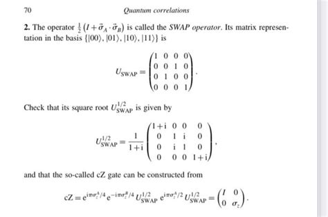 solved 2 the operator 21 i σa⋅σb is called the swap