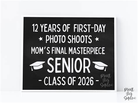 Printable First Day Of Senior Year Sign 12th Grade Sign Class Of 2026