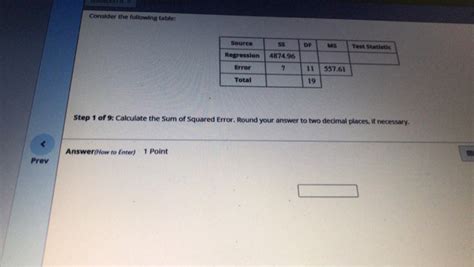 solved consider the following table ss df ms test statistic