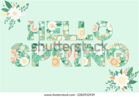 Vector Illustration Lettering Hello Spring Hand Stock Vector Royalty