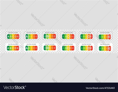 Nutri Score Labels With Classification Letters Vector Image