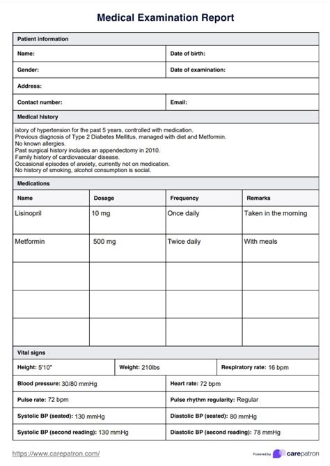 Medical Examination Report And Template Free Pdf Download