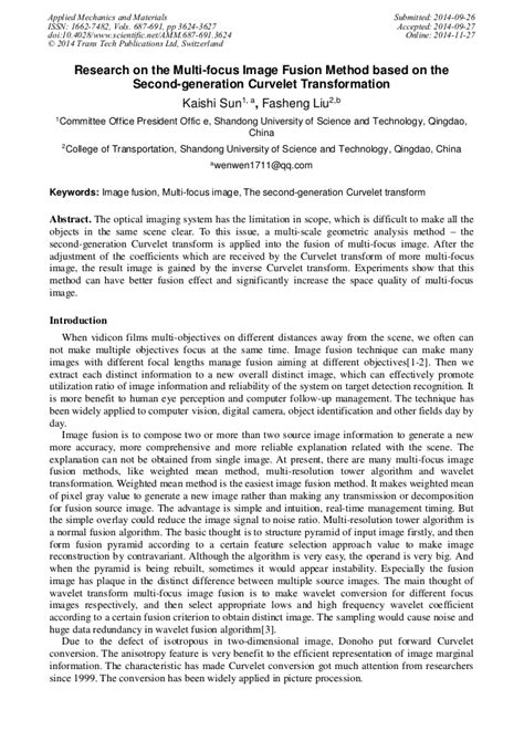 Research On The Multi Focus Image Fusion Method Based On The Second