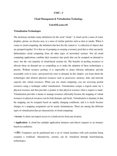 Cloud Computing Unit 3 Pdf Load Balancing Computing Virtualization
