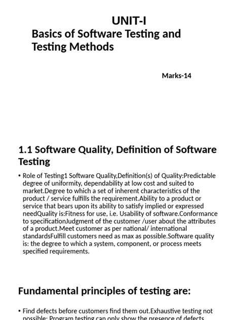 Unit 1 Basics Of Software Testing And Testing Methods Pdf