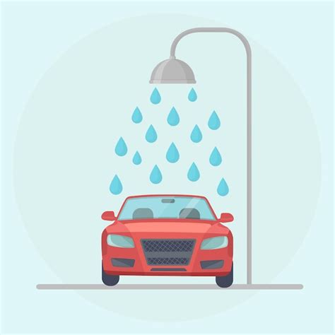 깨끗한 자동차 일러스트레이션을위한 세차 서비스 프리미엄 벡터