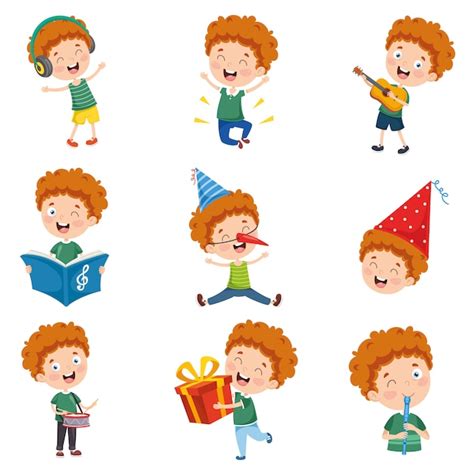 만화 캐릭터의 벡터 일러스트 레이 션 프리미엄 벡터