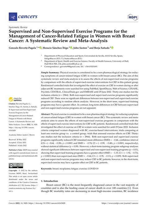 Pdf Supervised And Non Supervised Exercise Programs For The