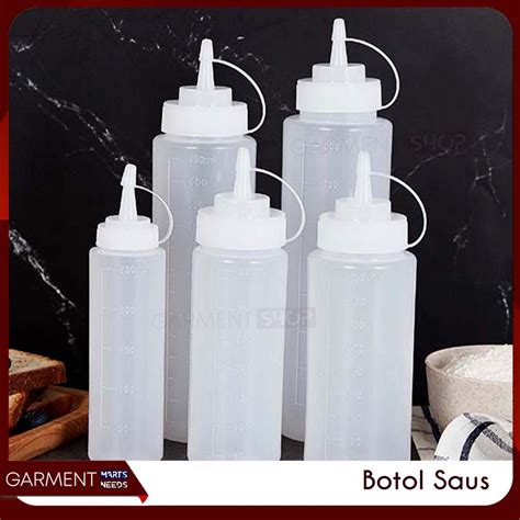 Jual Botol Saus Plastik Kecap Dengan Angka Garis Putih Refillable Bottle Sambel Sambal Tomat