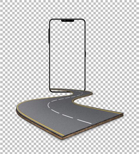 스마트폰에서 나오는 곡선 도로의 3d 일러스트레이션 현실적인 고속도로 디자인 전화로 고립 프리미엄 Psd 파일