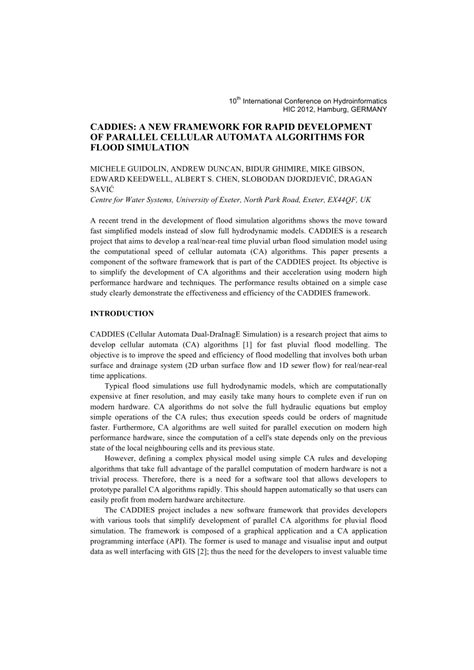 Pdf Caddies A New Framework For Rapid Development Of Parallel Cellular Automata Algorithms