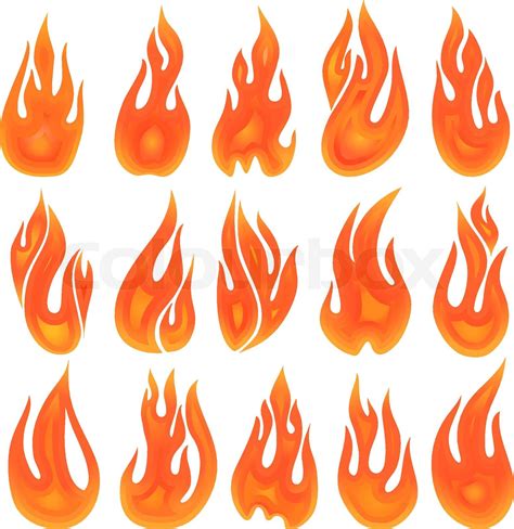 Collection Of Vector Fires Isolated On White Stock Vector Colourbox
