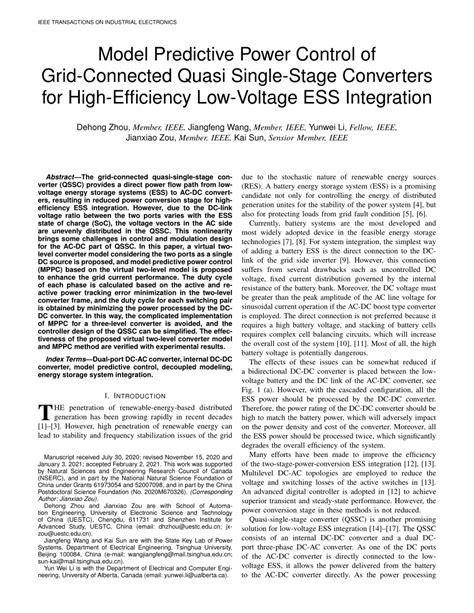 Pdf Model Predictive Power Control Of Grid Connected Quasi Single Stage Converters For High